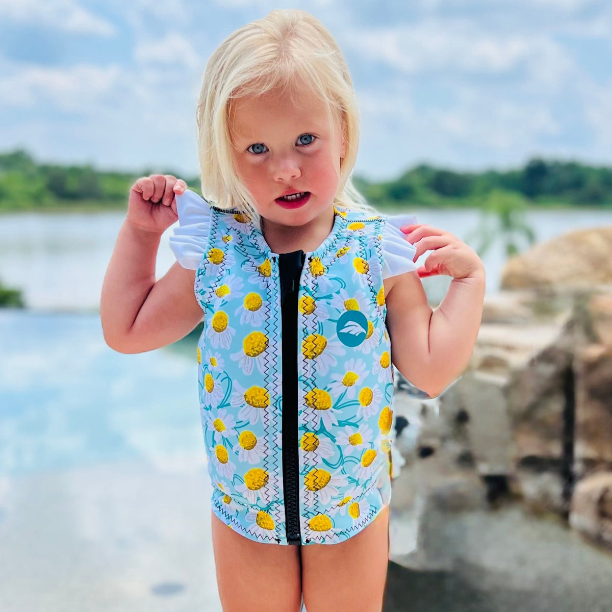 2025 Eagle Girl's Wild Daisies Swim Vest- Yellow/Teal – Masterline